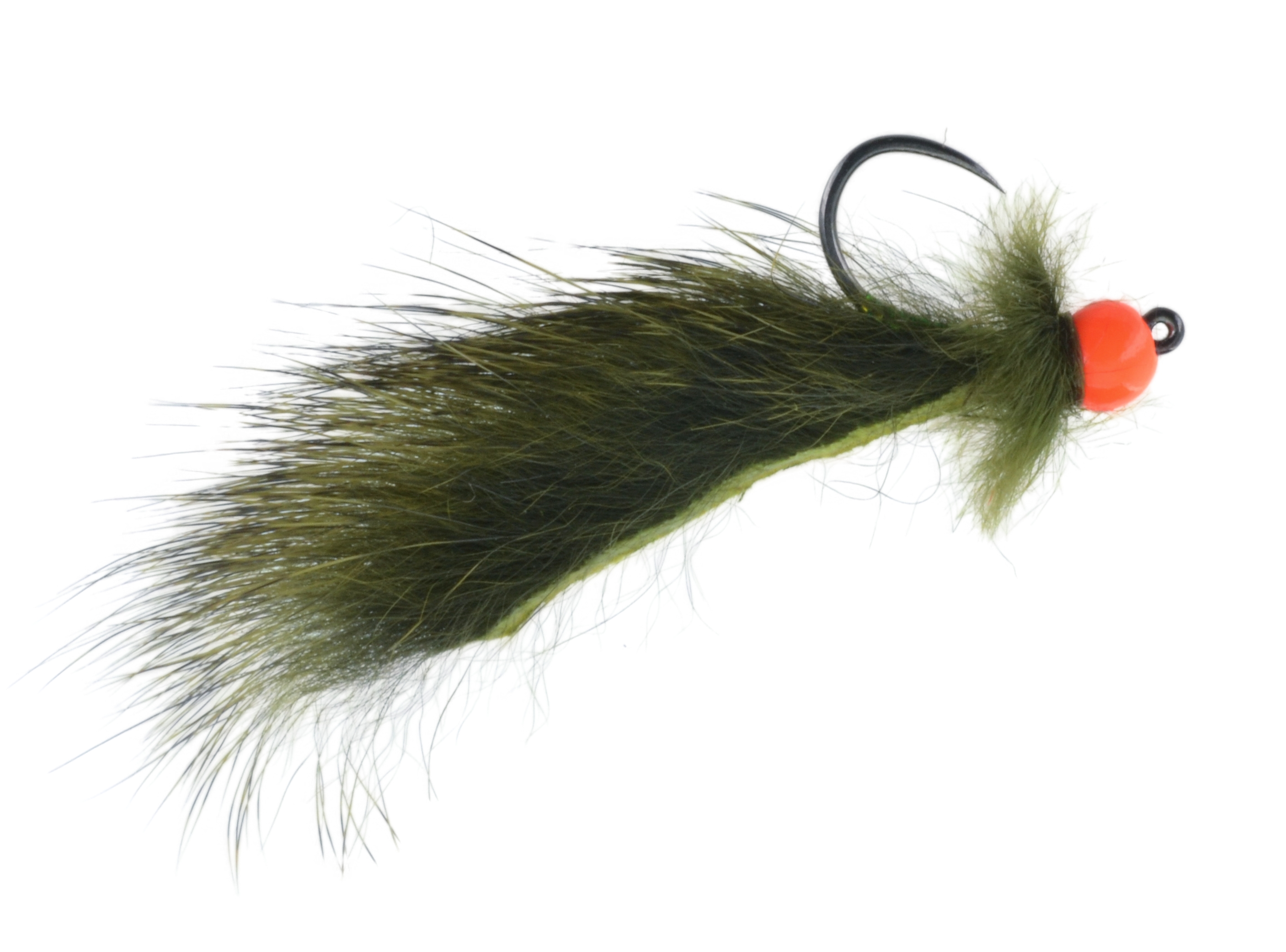 Jiggy Mini Leech - Olive with Orange Bead