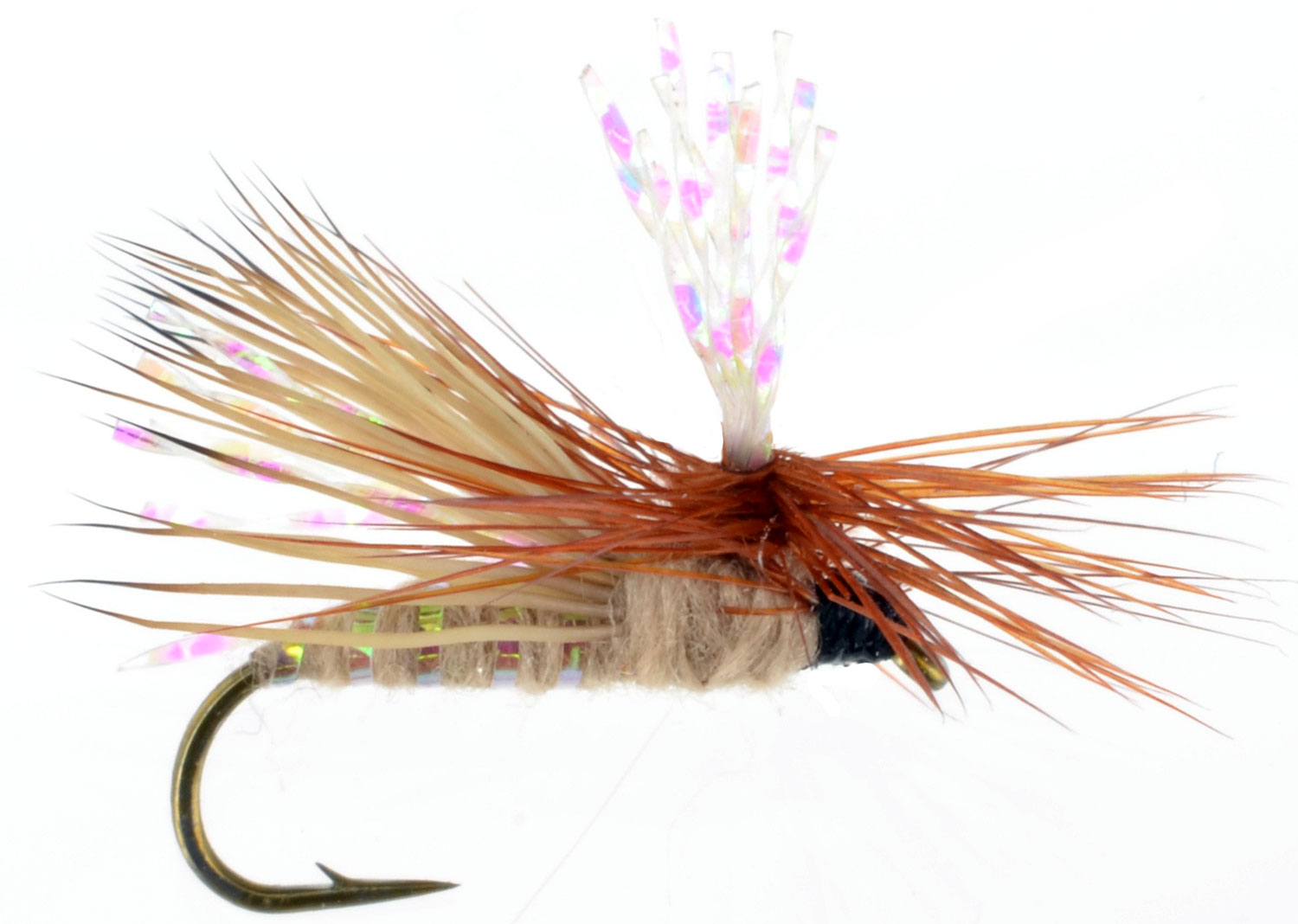 Crystal Flash Caddis - Tan | Fly Fishing Flies For Less | DiscountFlies